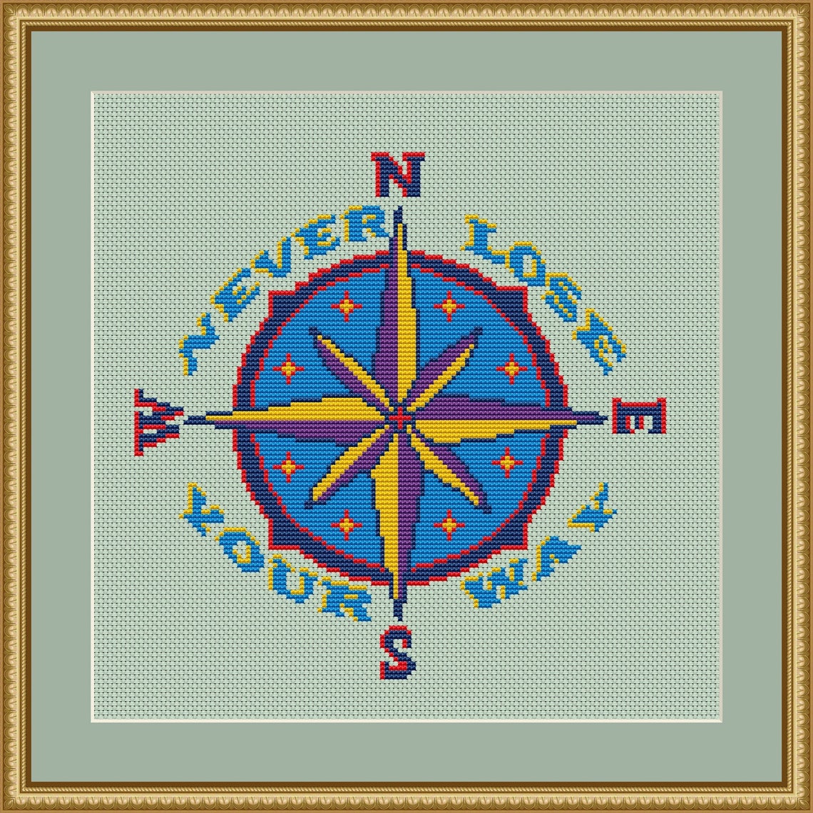 Compass Rose cross stitch pattern PDF digital download | Etsy