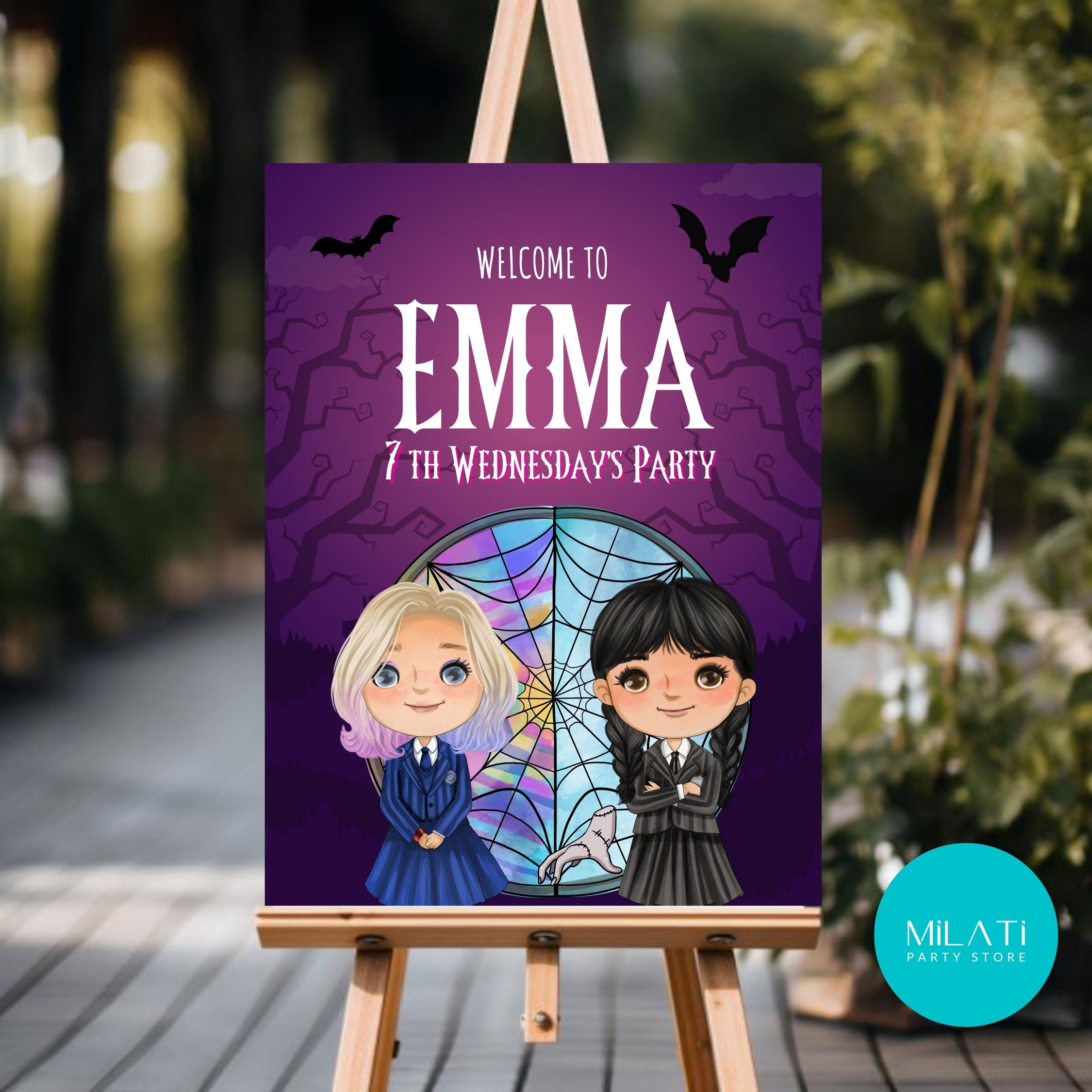 Digital Wednesday Addams Birthday Welcome Sign, Printable Welcome Sign ...