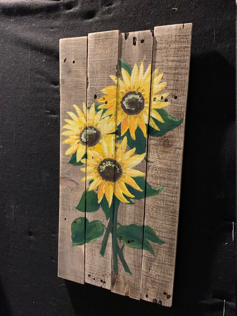 Sunflower Bunch on Pallet Wood - Etsy
