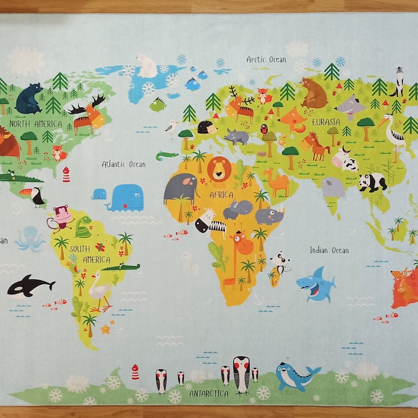 World Map Rug - Etsy
