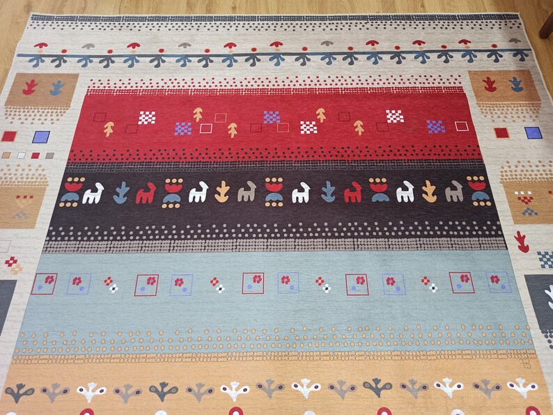 ASUN Kilim Style Colorful Pastel Rug White Ivory Vintage | Etsy