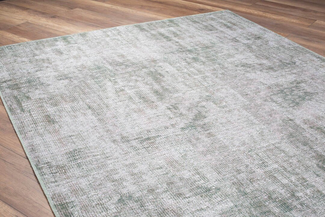 YASIM Luxurious Faded Green Demirci Rug, Natural Distressed Vintage ...