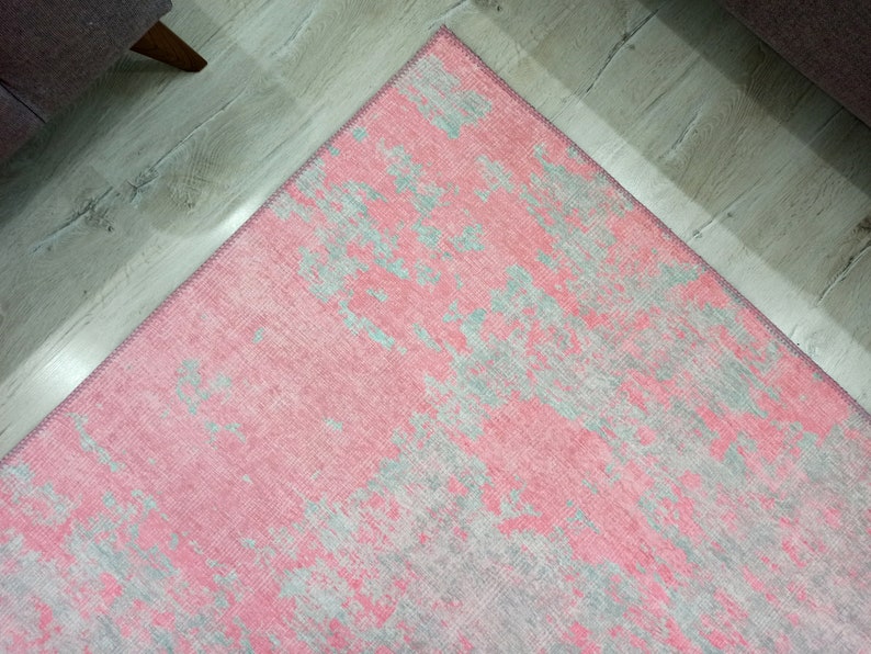 ROSSA Abstract Rug Pink Shabby Chic Modern Art Home | Etsy