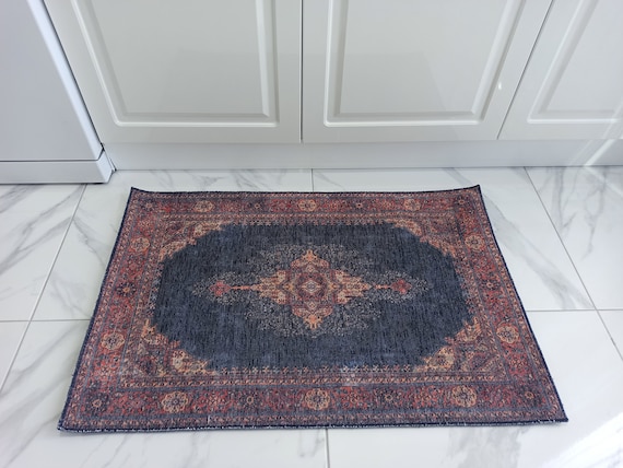 NARGAN Persian Heriz Oriental Rug Navy Blue Antique Vintage | Etsy