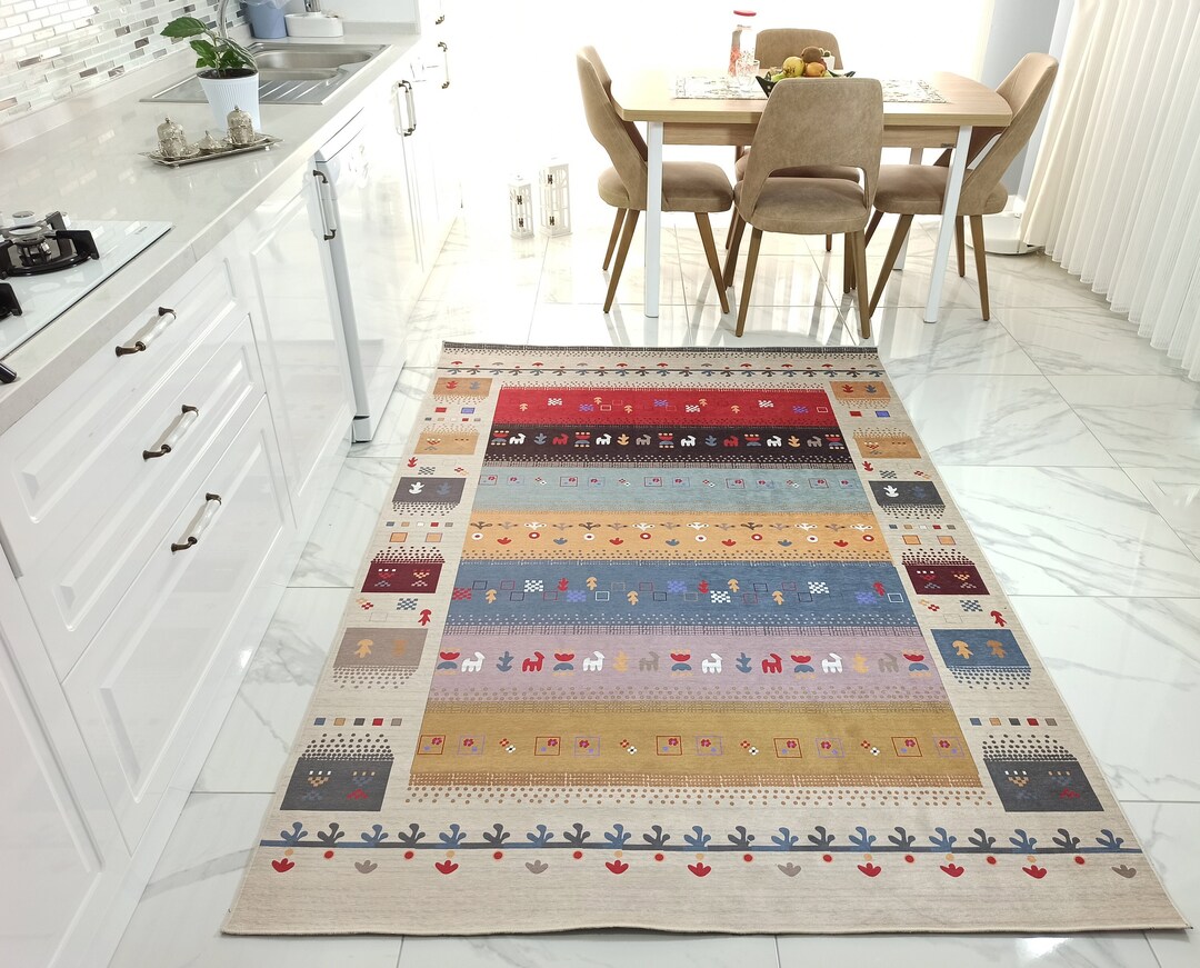 ASUN Kilim Style Colorful Pastel Rug White Ivory Vintage - Etsy