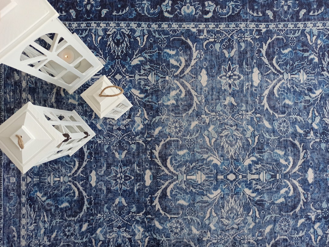 BULUD Vintage Rug Looks Dark Blue, Luxurious, Medieval Tracery, Home ...