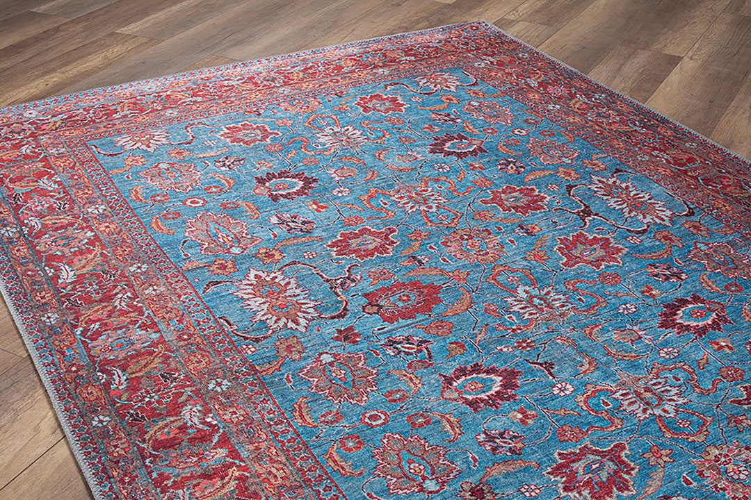 ZARA Persian Rug Pattern, Teal, Red, Luxurious Floral Oriental Floor ...