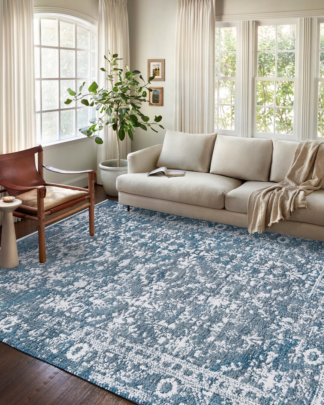 Linda Light Teal Turkish Vintage Rug, Distressed Oriental Home Décor ...