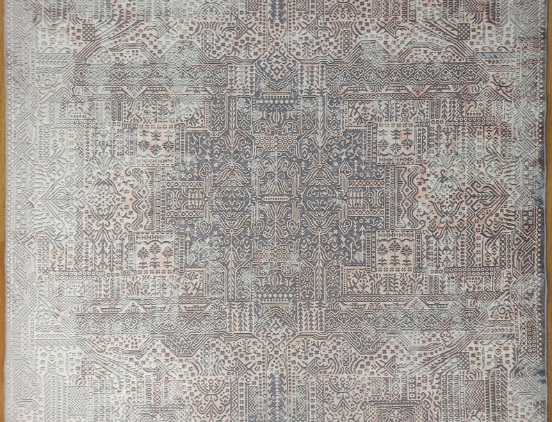 ARTE Persian Distressed Vintage Style Geometric Rug Gray - Etsy