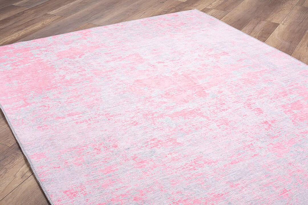 ROSSA Abstract Rug, Pink, Shabby Chic, Modern Art, Home Decor, White ...