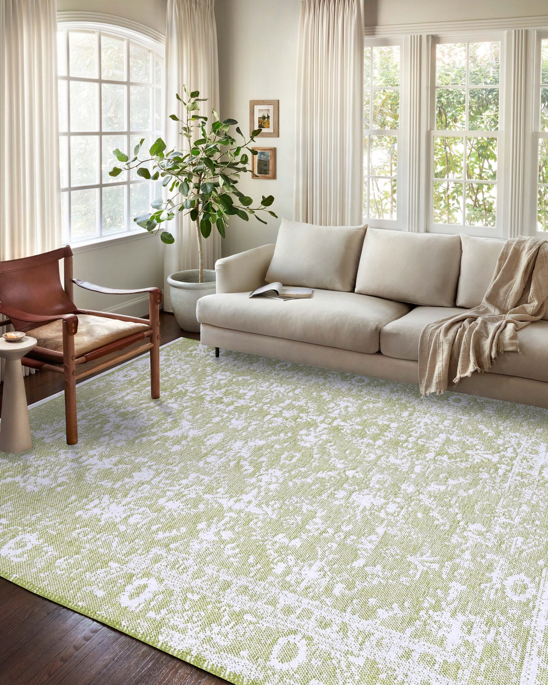 KASEY Lime Green Vintage Rug, Distressed Luxury Oriental Décor Area ...