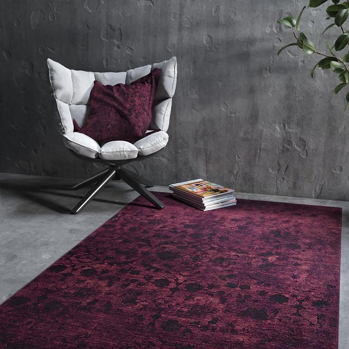MARA Red-violet Vintage Area Rug Dark Reddish Purple - Etsy