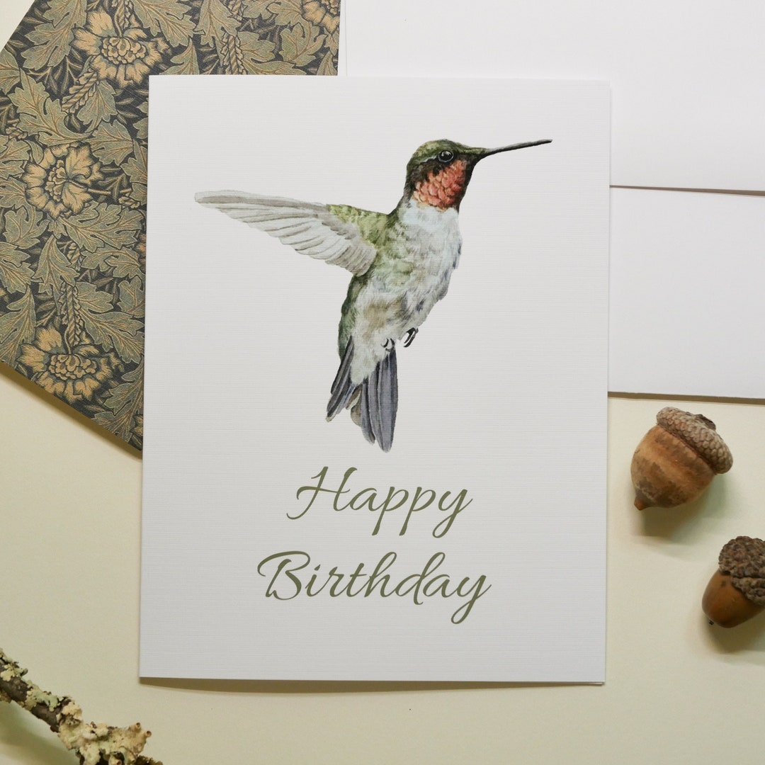 Hummingbird Birthday Card, Happy Birthday Card, Nature Birthday Card ...