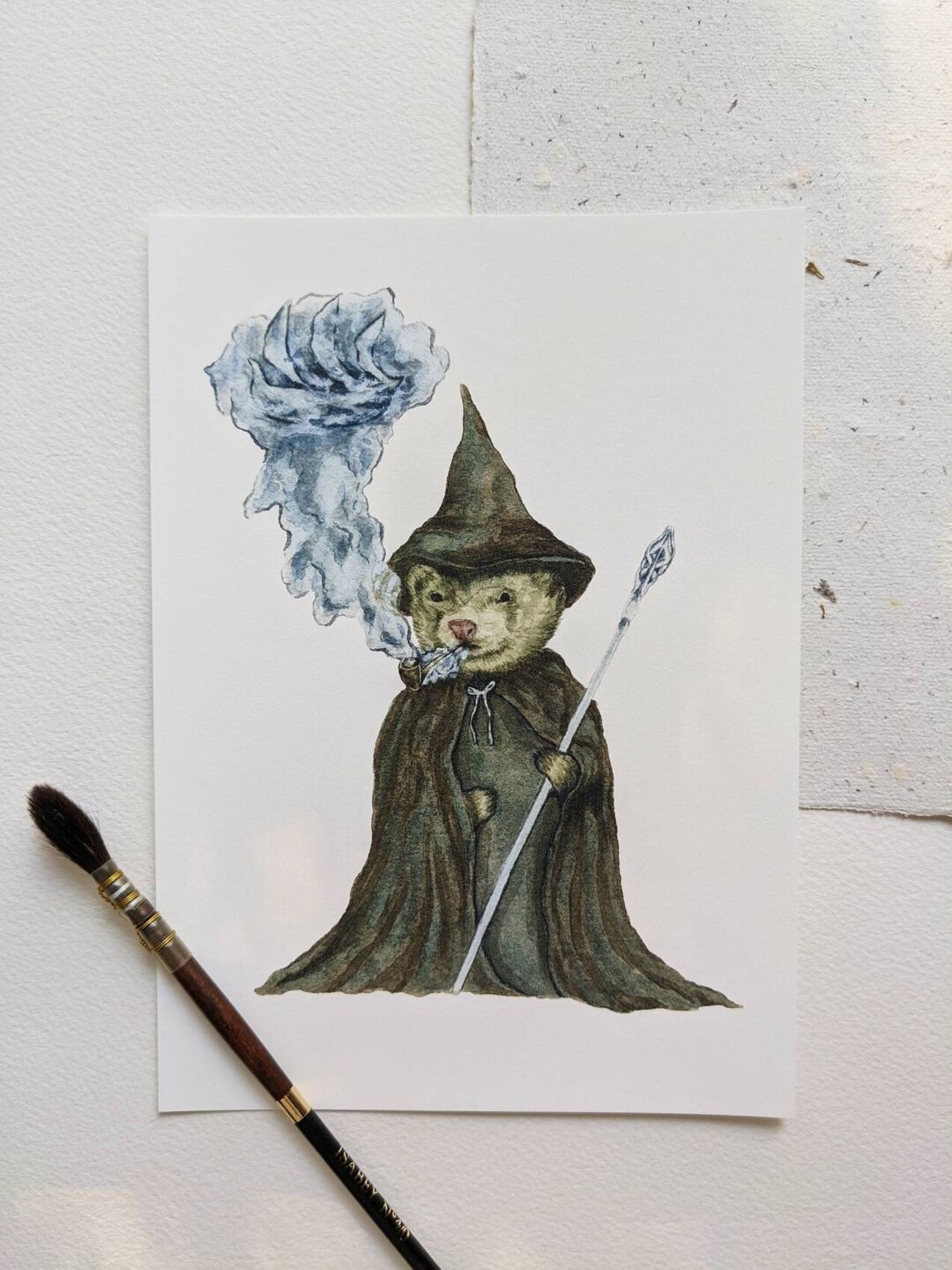Wizard Ferret 5x7 Fine Art Print | Mage Print | Ferret Wall Art ...