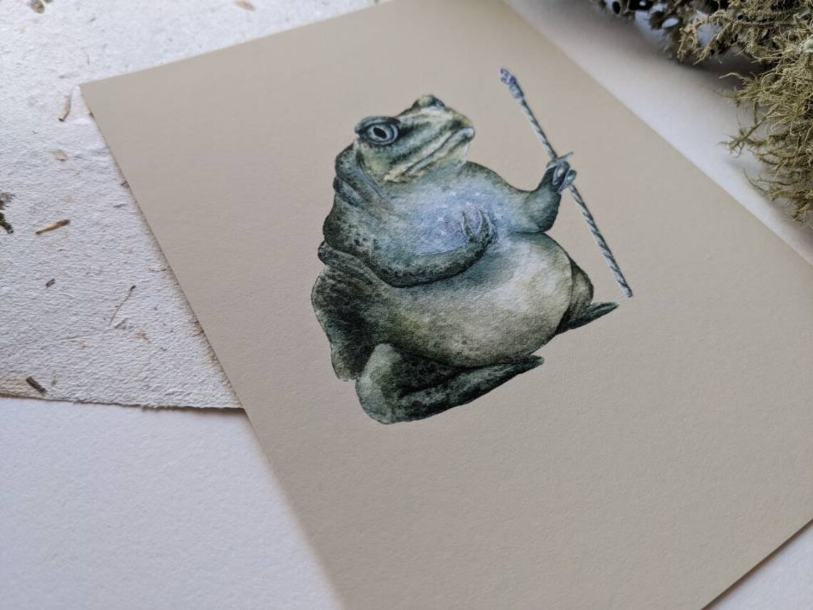Wizard Frog Mage 5x7 Art Print Frog Art Watercolor Toad - Etsy