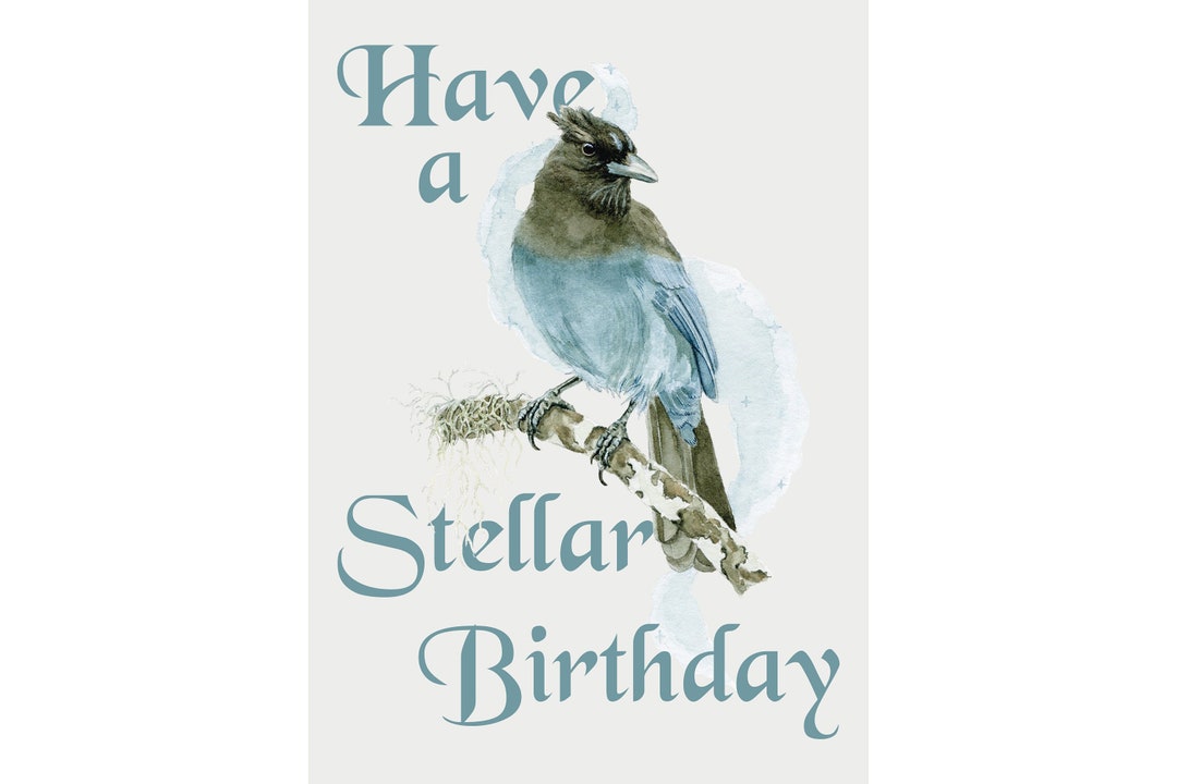 Stellar Birthday Card, Fantastical Birthday Cards, Stellar's Jay Art ...