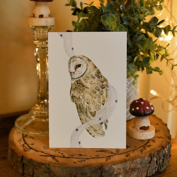 Barn Owl 4x6 and 5x7 Art Print Magical Wizard Owl - Etsy