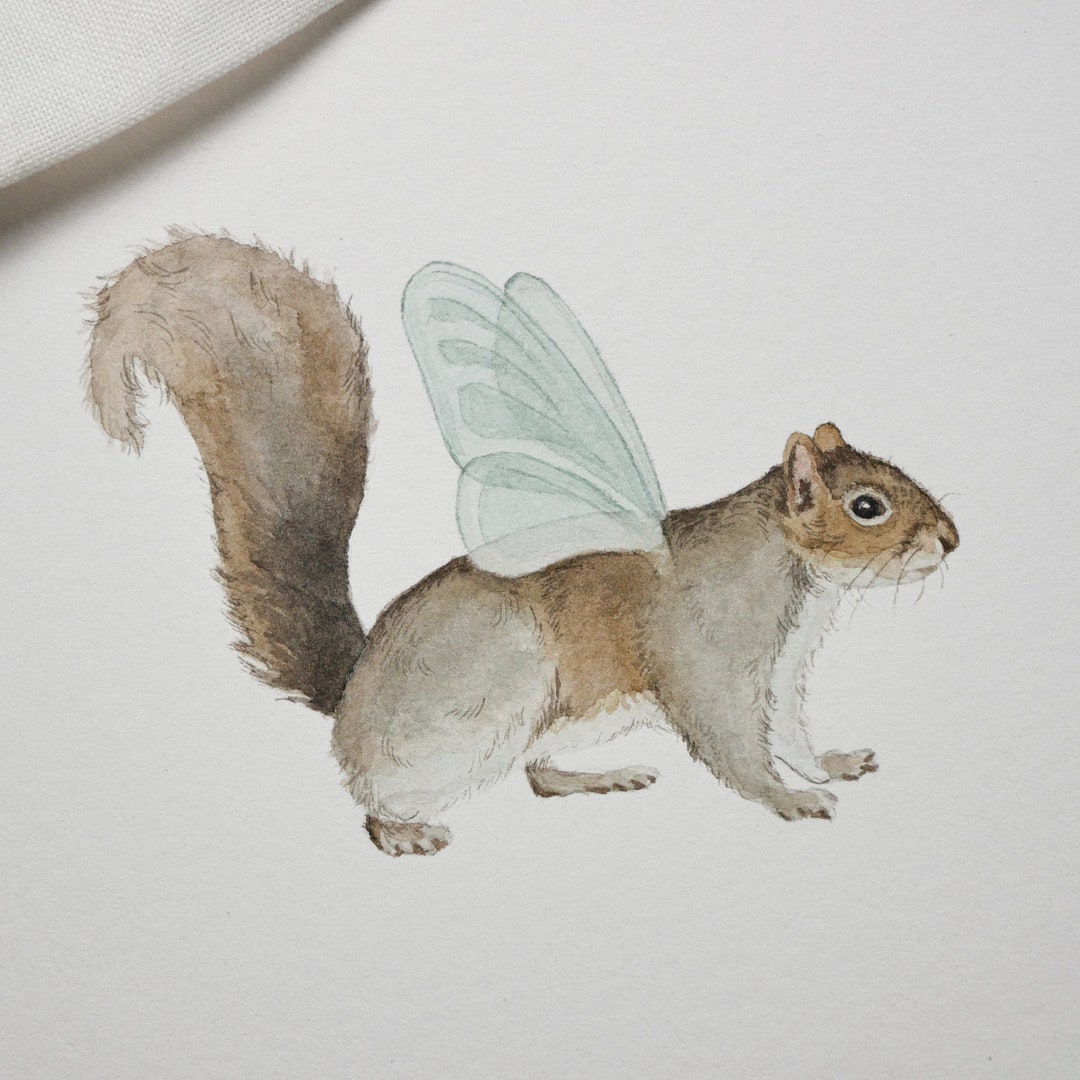 Fairy Squirrel Original Watercolor Painting - Etsy
