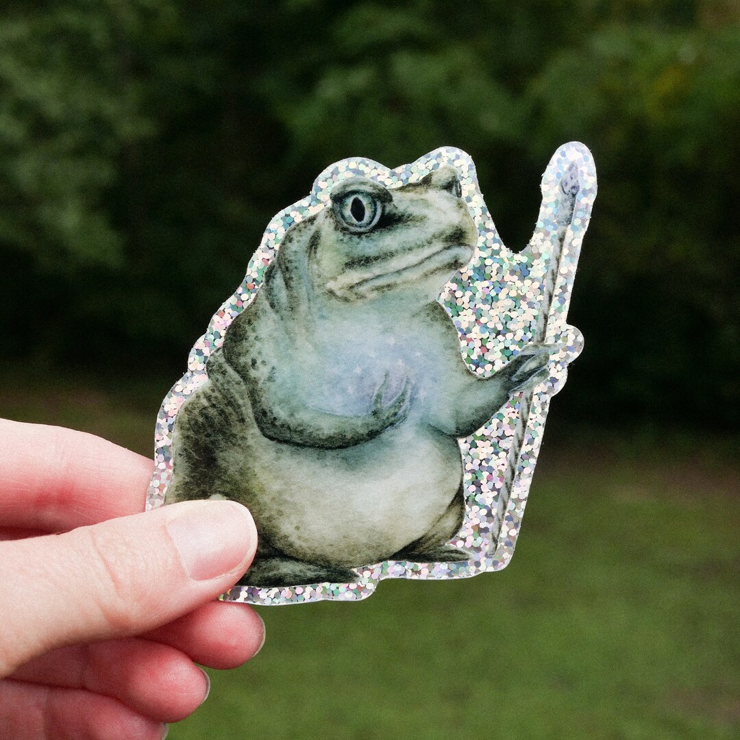 Wizard Frog Vinyl Glitter Sticker, Glittery Frog Sticker, Mage Frog ...