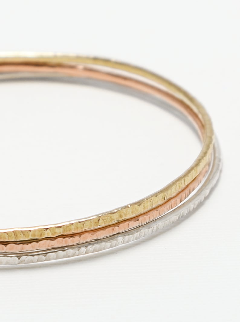 Minimalist Gold Bangle Set of 3 Thin Gold Filled Bangle | Etsy