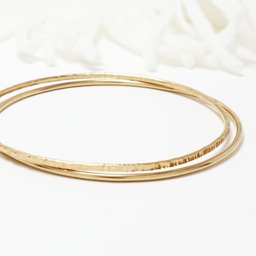 Thin Gold Bangle Bracelet Set of 2 Dainty Minimalist Bangle - Etsy
