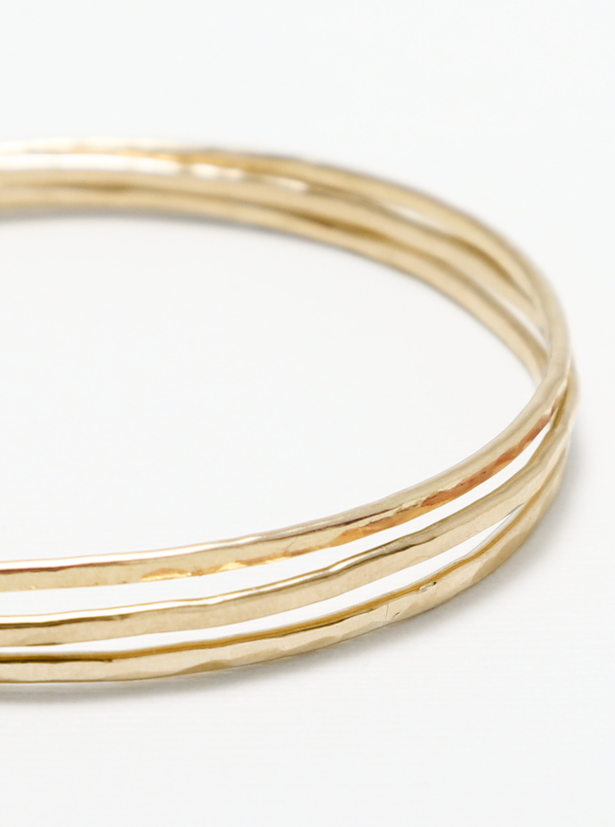 Thin Gold Hammered Bangle Set of 3, Minimalist Bangle Bracelet, Dainty ...