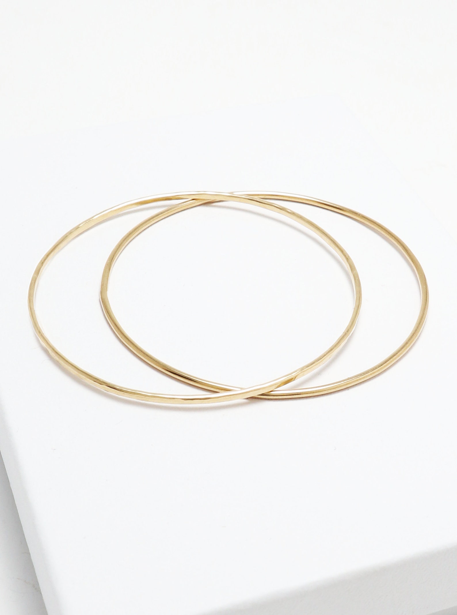 Thin Gold Bangle Bracelet Set of 2, Dainty Minimalist Bangle, Delicate ...