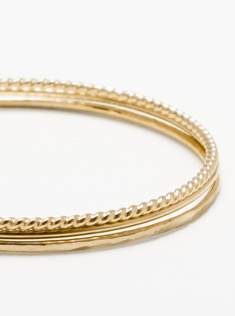 Thin Gold Filled Bangle Bracelet Set of 3 Minimalist Bangle - Etsy