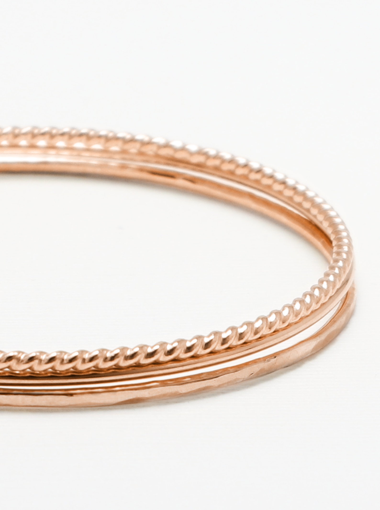 Thin Rose Gold Filled Bangle Bracelet, Set of 3, Minimalist Bangle ...