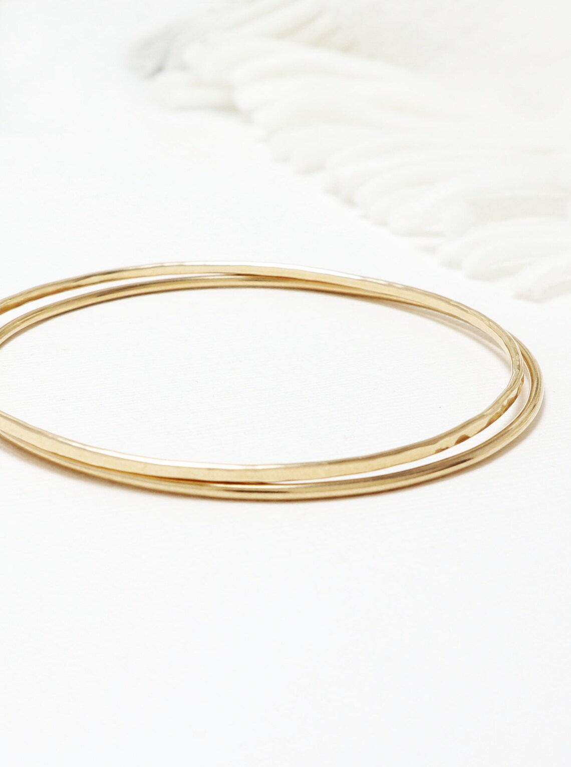 Thin Gold Bangle Bracelet Set of 2, Dainty Minimalist Bangle, Delicate ...