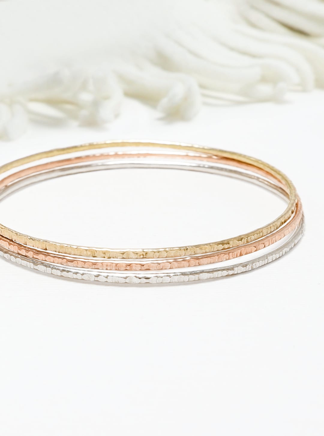 Minimalist Gold Bangle Set of 3, Thin Gold Filled Bangle Bracelet ...