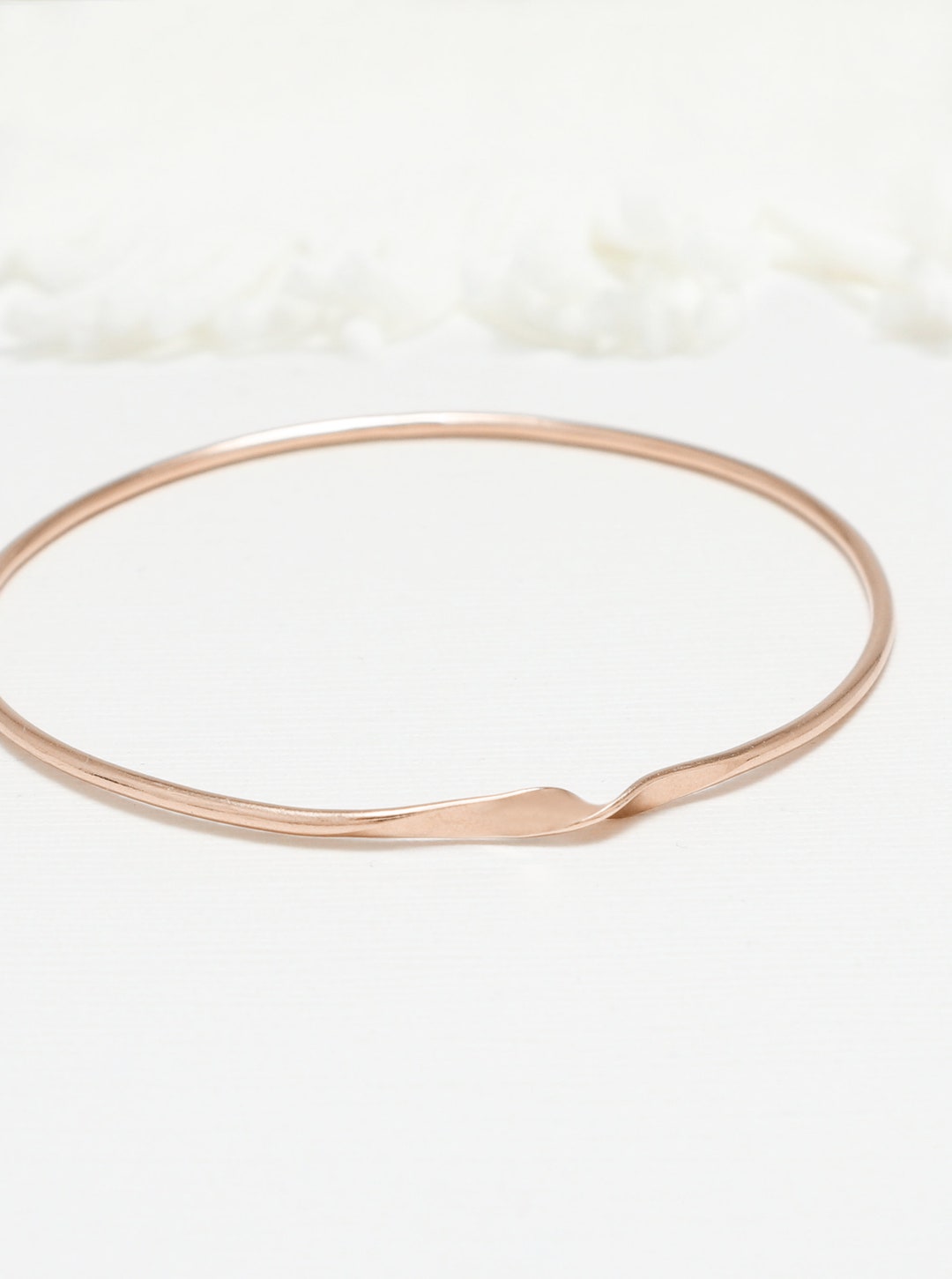 Thin Rose Gold Mobius Bracelet, Minimalist Promise Bangles for Women ...