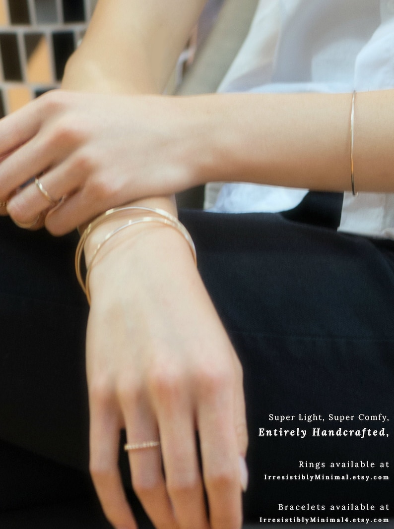 Thin Rose Gold Filled Bangle Bracelet Set Of 3 Minimalist | Etsy