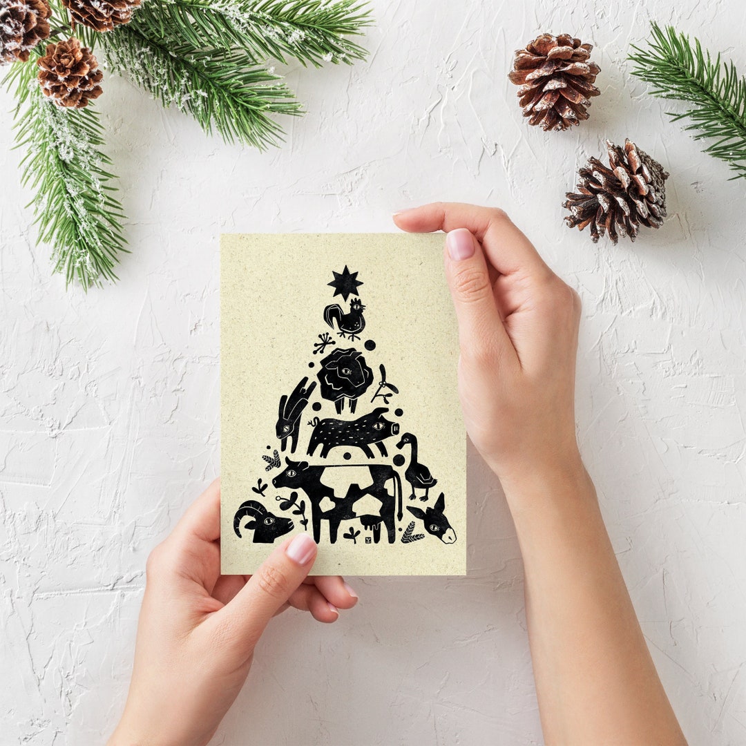 Greeting Card Folding Card farm Animal Tree A6 A5 Portrait - Etsy
