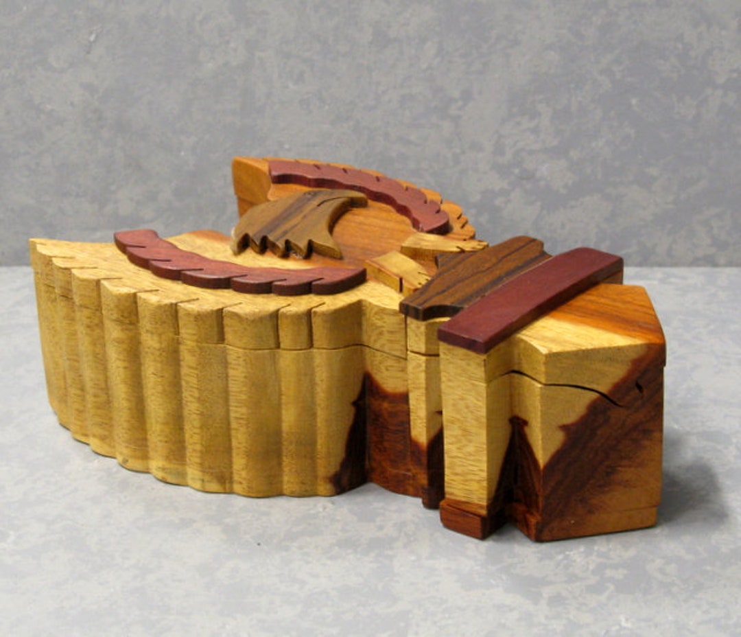 Harley-davidson Motorcycle Biker Art Handcrafted Wooden Puzzle Box ...