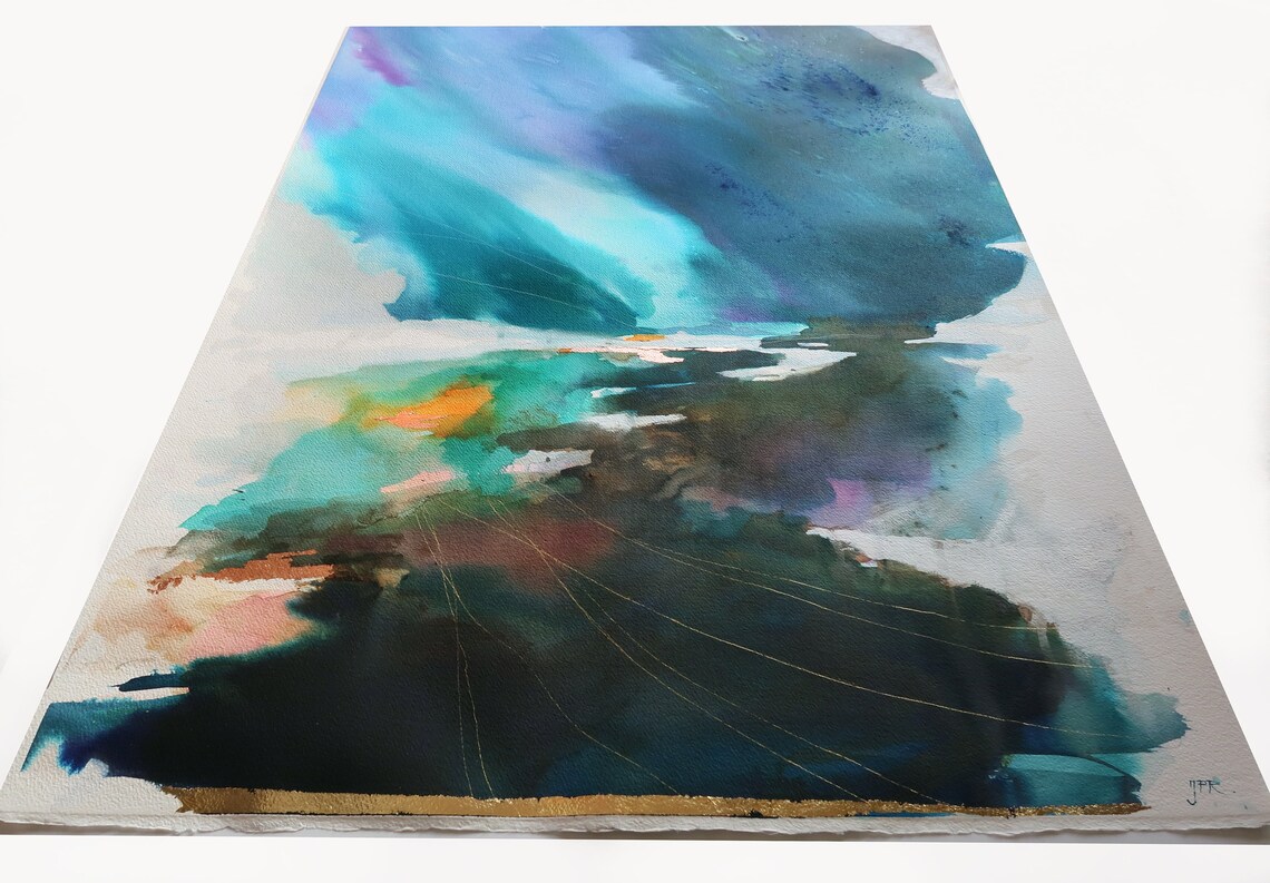 Original Signed Art Abstract Watercolour and Ink Painting - Etsy UK