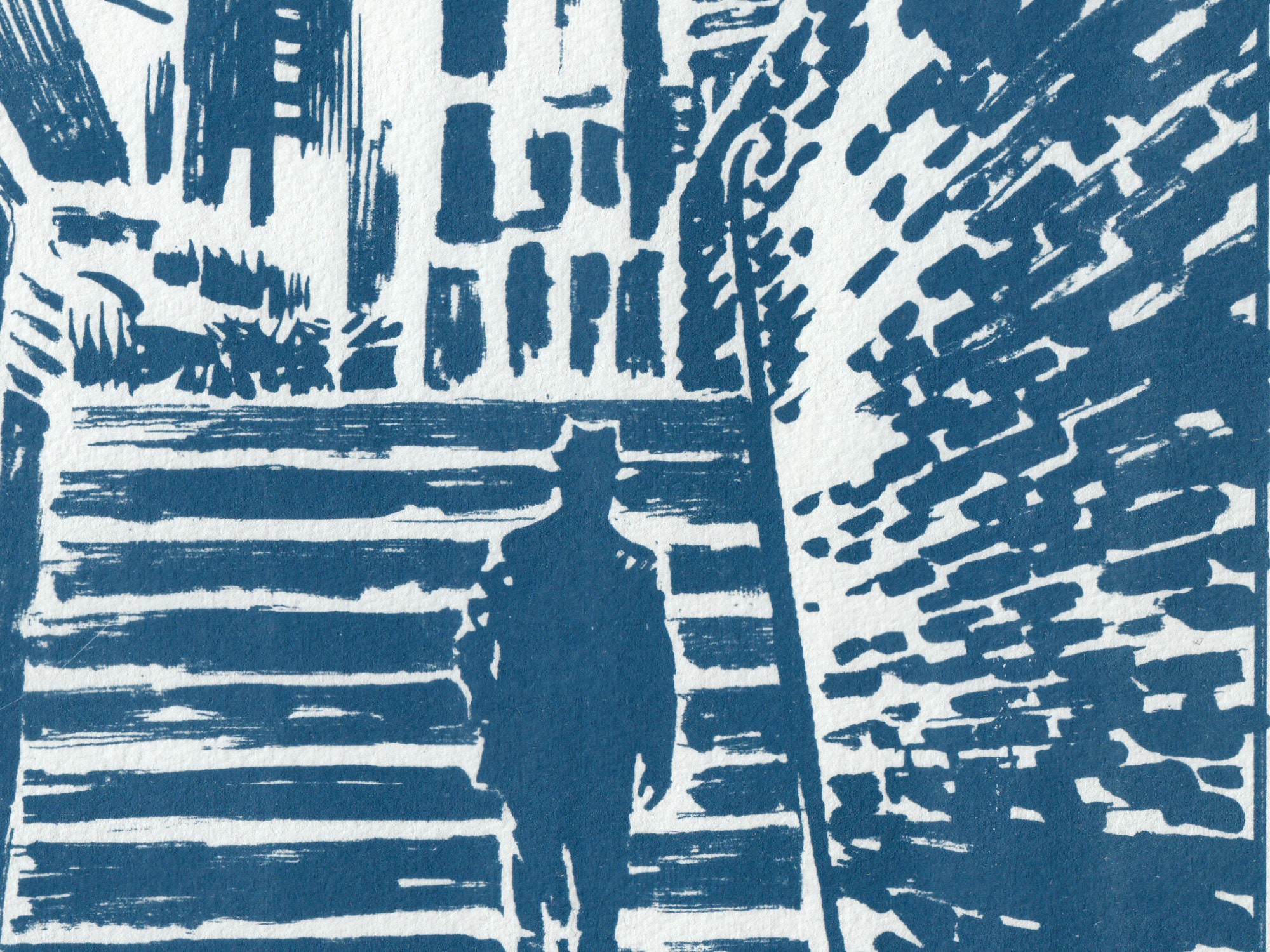 Original Art Print, City Scene Drawing, Ink Illustration, Cyanotype ...