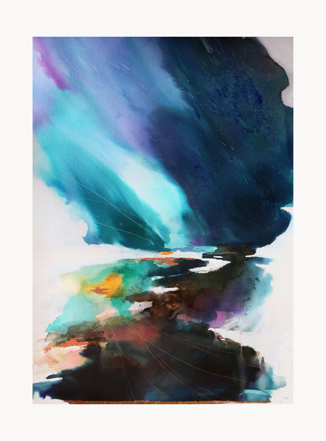 Original Signed Art Abstract Watercolour and Ink Painting | Etsy