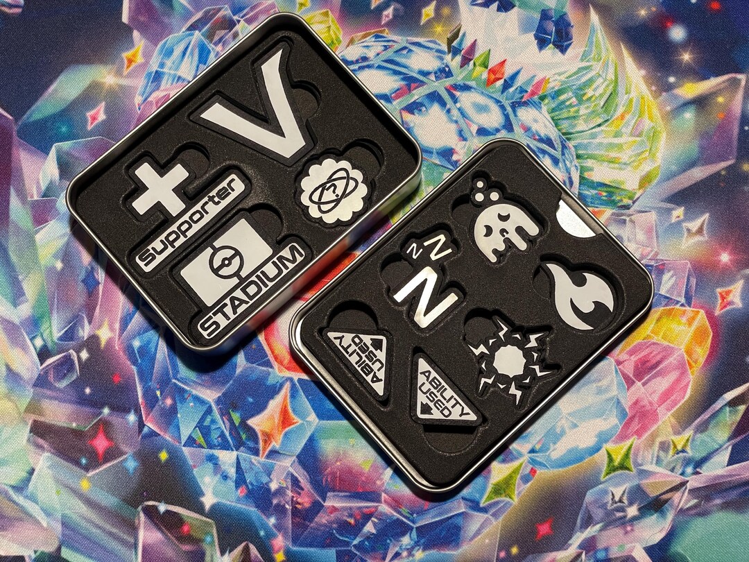 Pokemon Playable Token Set - 14 PCS - White on Black - Etsy