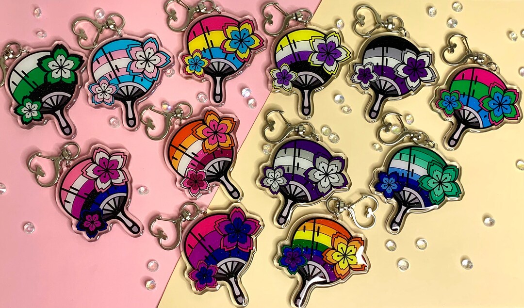 Uchiwa Sakura Pride Fan Acrylic Charm Keychain LGBTQ Pride Month - Etsy
