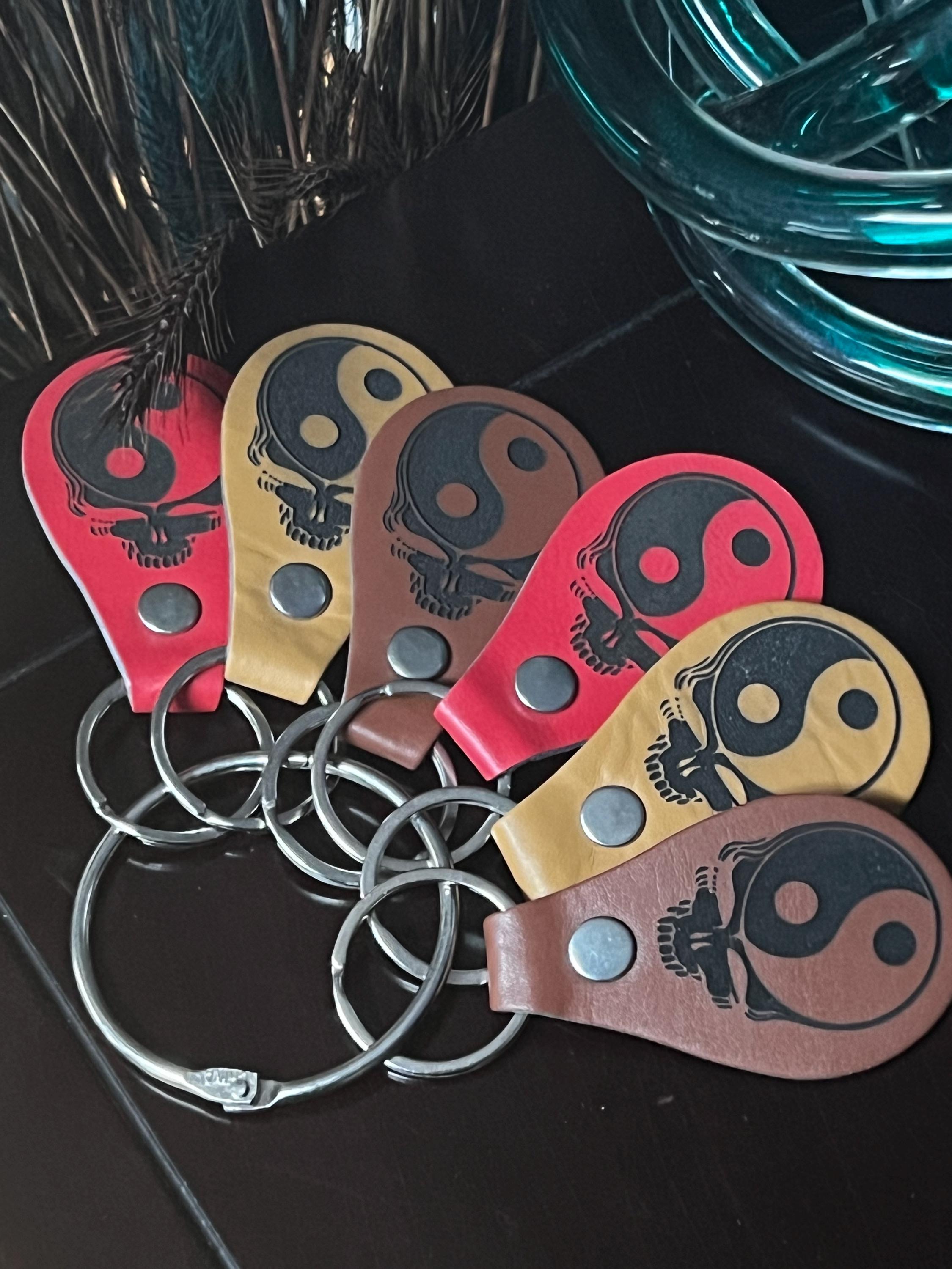 Custom Leather Key Chain - Leather Yin Yang Stealie Key Fob - Etsy
