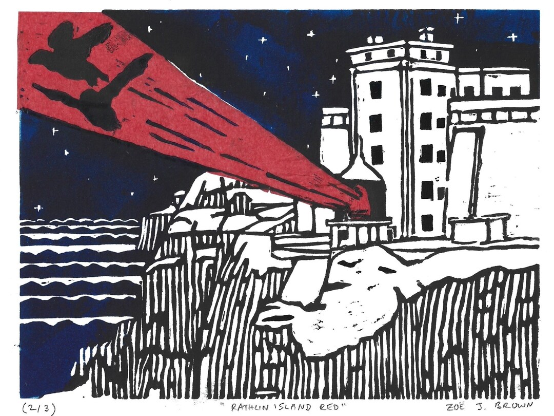 Rathlin Island Red | Linocut Wall Art Rathlin Island Antrim Northern ...