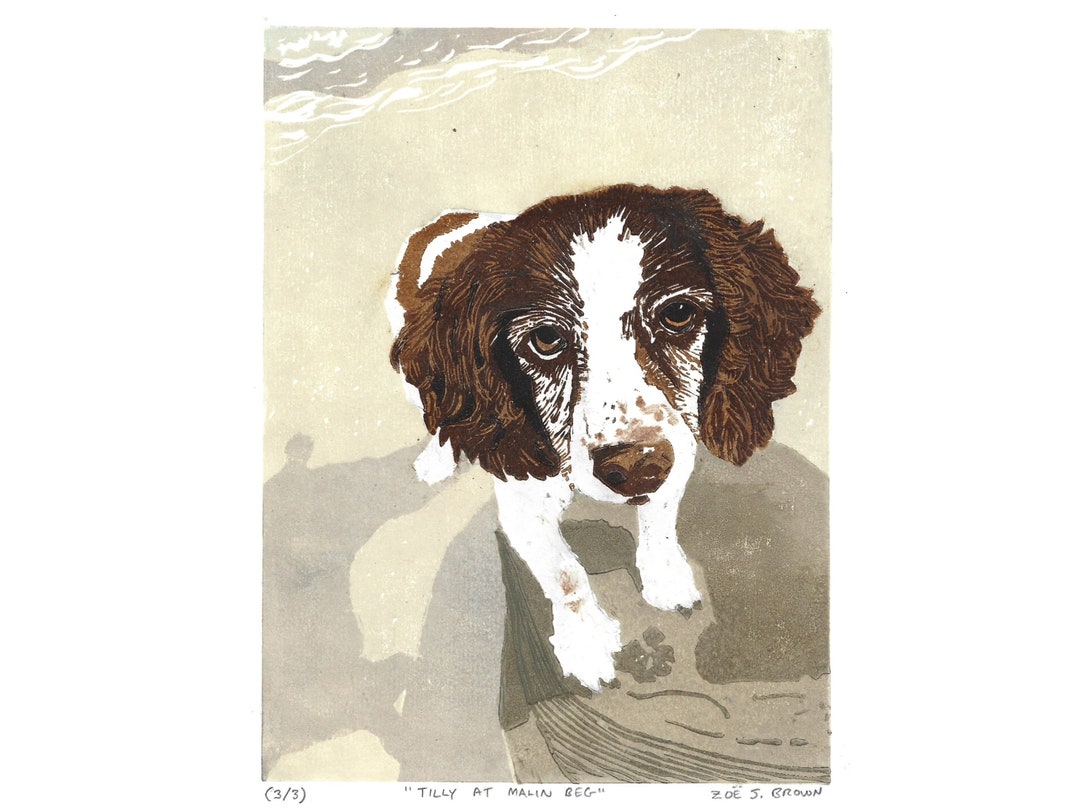 Dog Linocut Print: Tilly at Malin Beg, Ireland - Limited Edition - Etsy