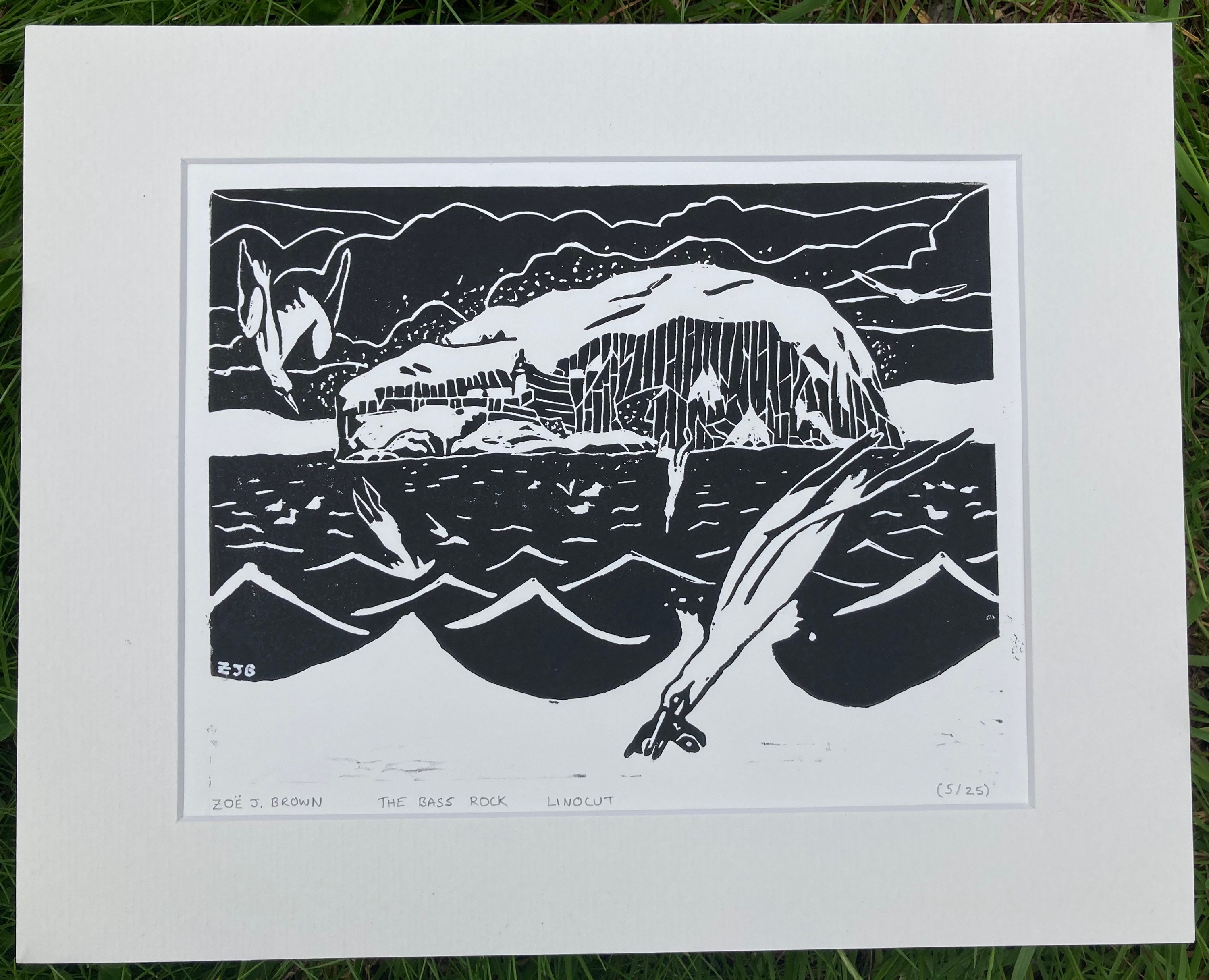 Bass Rock black Linocut East Lothian Scotland | Etsy UK