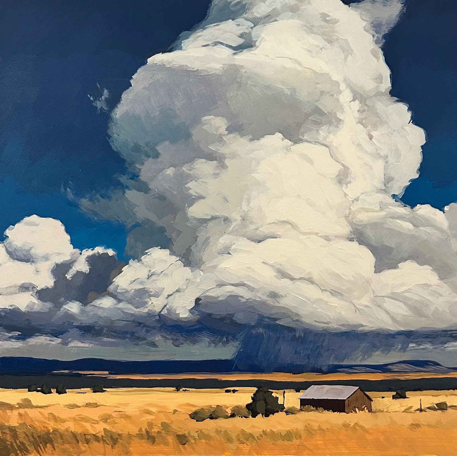 Towering Storm | Square Landscape Mounted Print, Rain Cloud Prairie ...