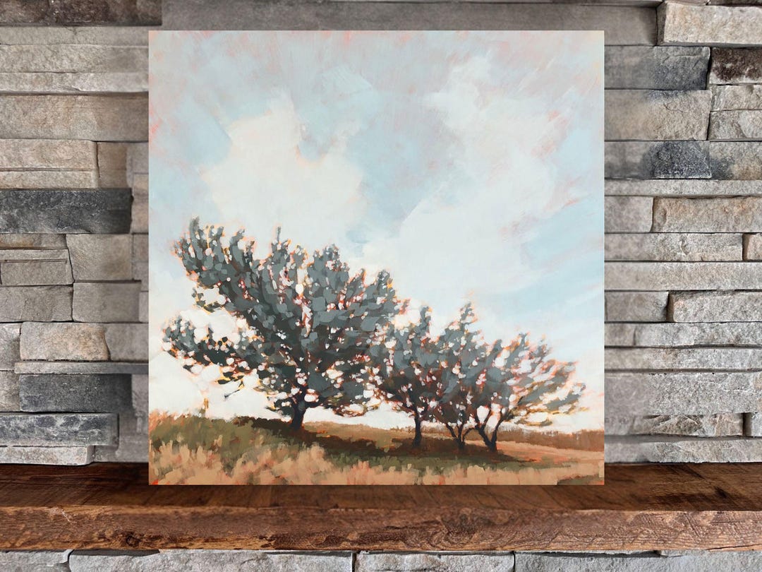 Russian Olive Trees | Square Landscape Mounted Print, Glistening Trees ...