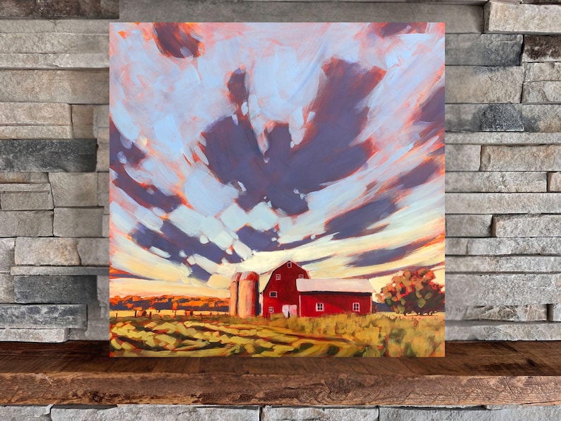 Sawyer County Barns | Square Landscape Mounted Print, Rural Country ...