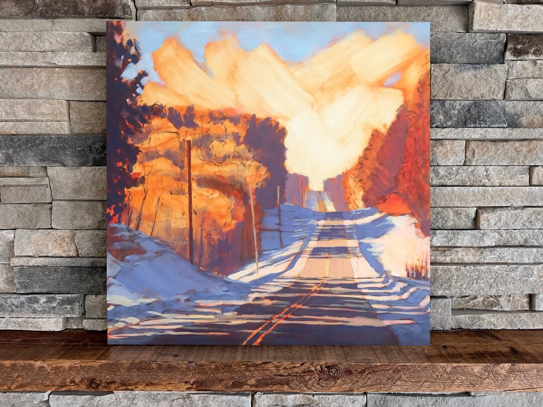 County Road in February | Square Landscape Mounted Print, County Road ...