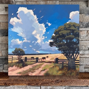 Wisconsin Farm Square Landscape Mounted Print, Farmland Skies Colorful ...