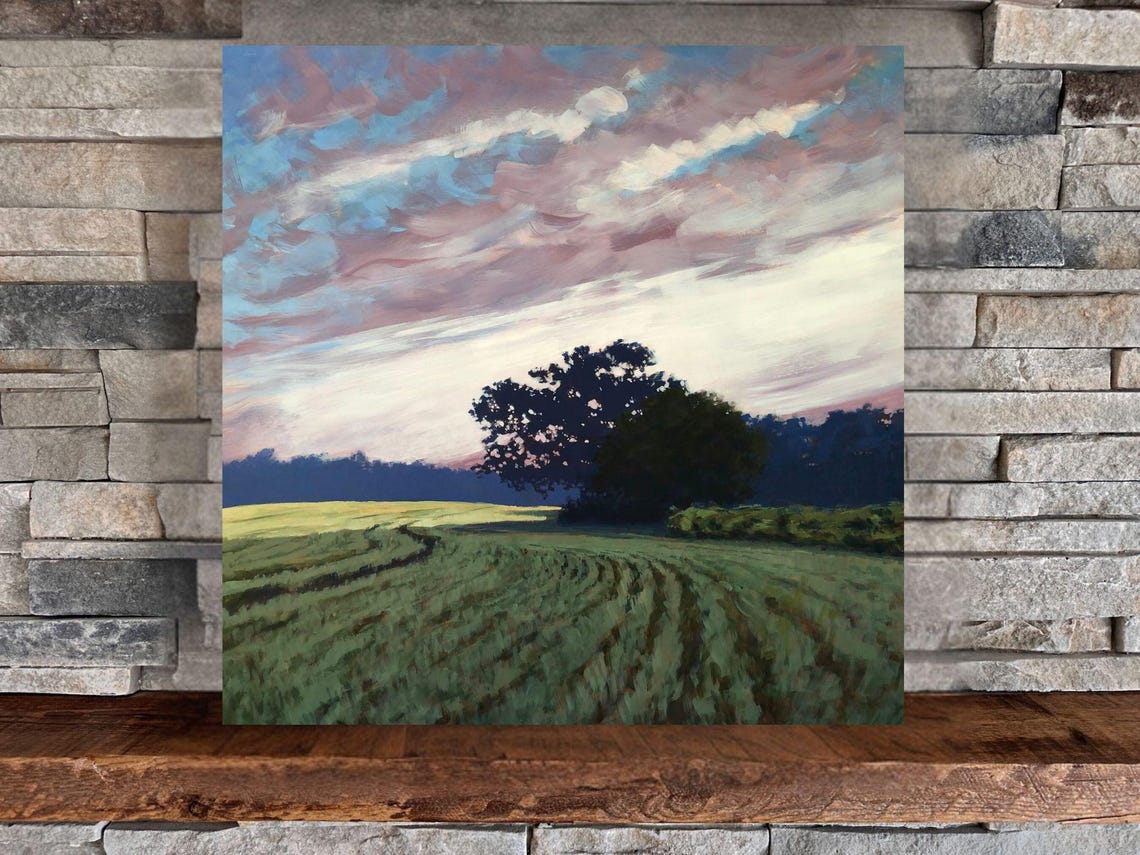 Spring Wheat Field | Square Landscape Mounted Print, Midwest Prairie ...
